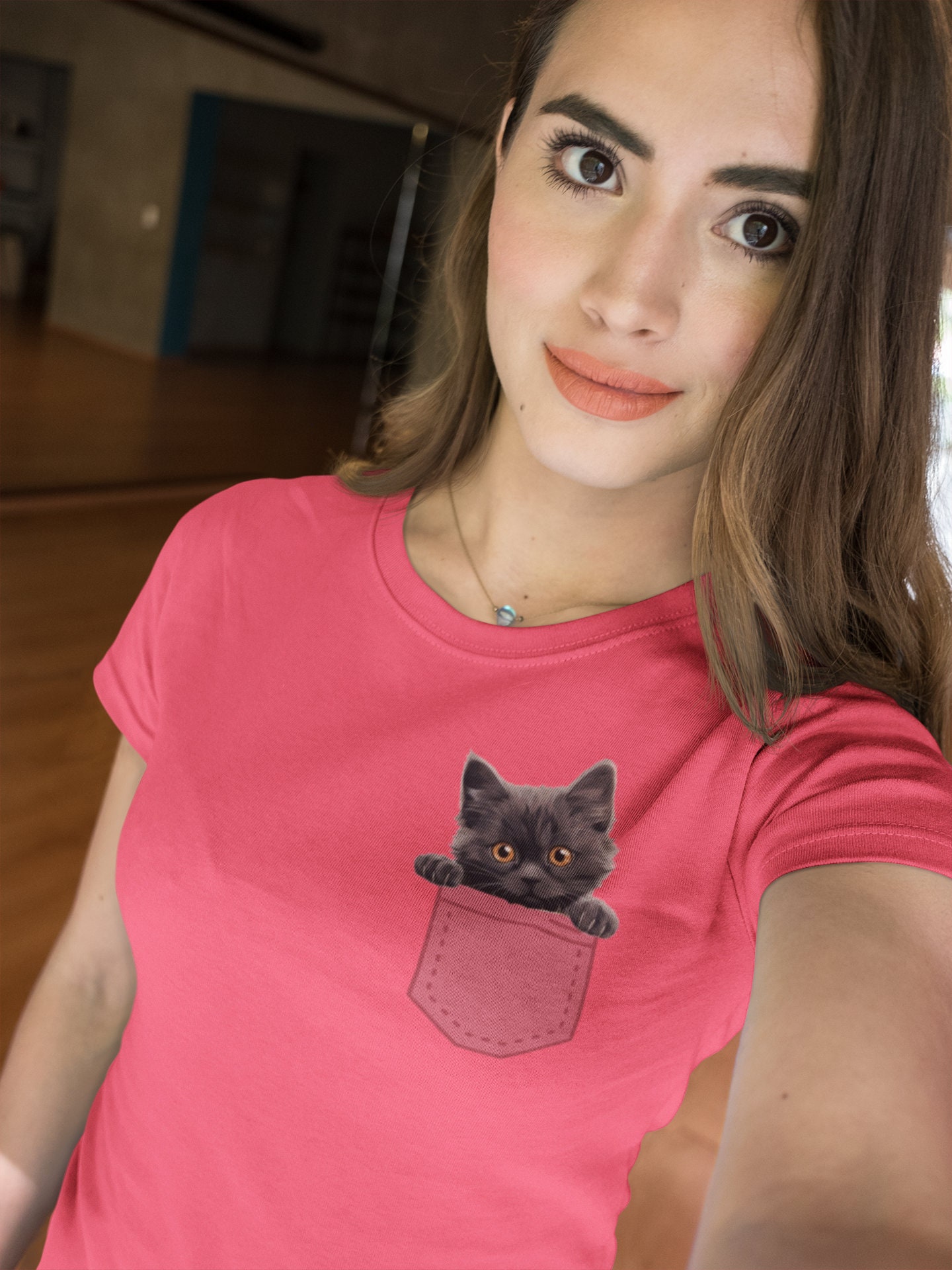 Cute Cat Faux Pocket Tee Cute Black Cat Shirt for Cat Lover - Etsy