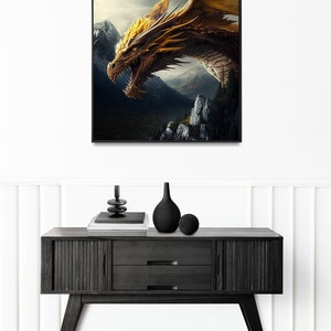 Citrine Dragon With Mountain Background - Etsy