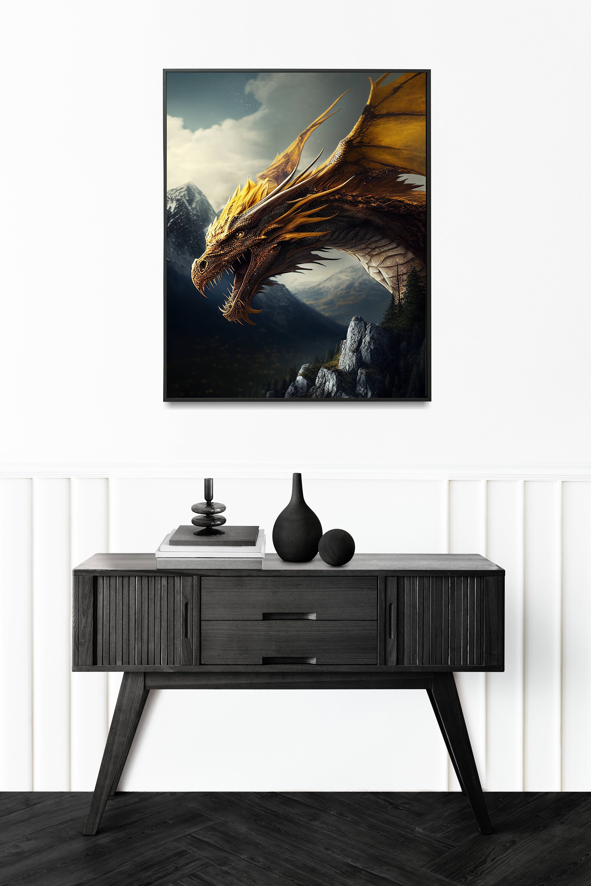 Citrine Dragon With Mountain Background - Etsy