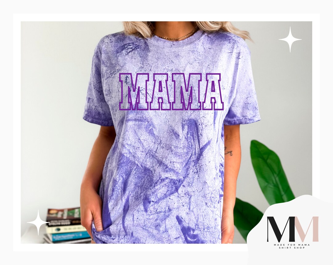 PURPLE MAMA Embroidered Tee | Varsity MAMA Shirt | Gift for Mom | Shirt ...