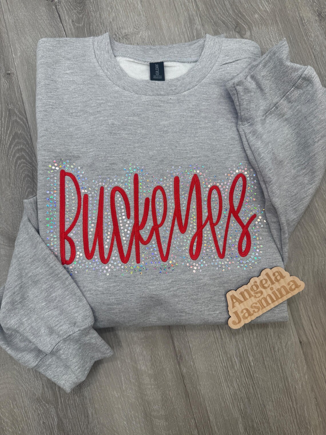 Women Buckeyes Sweatshirt, Embroidered Bling Mascot Crewneck - Etsy