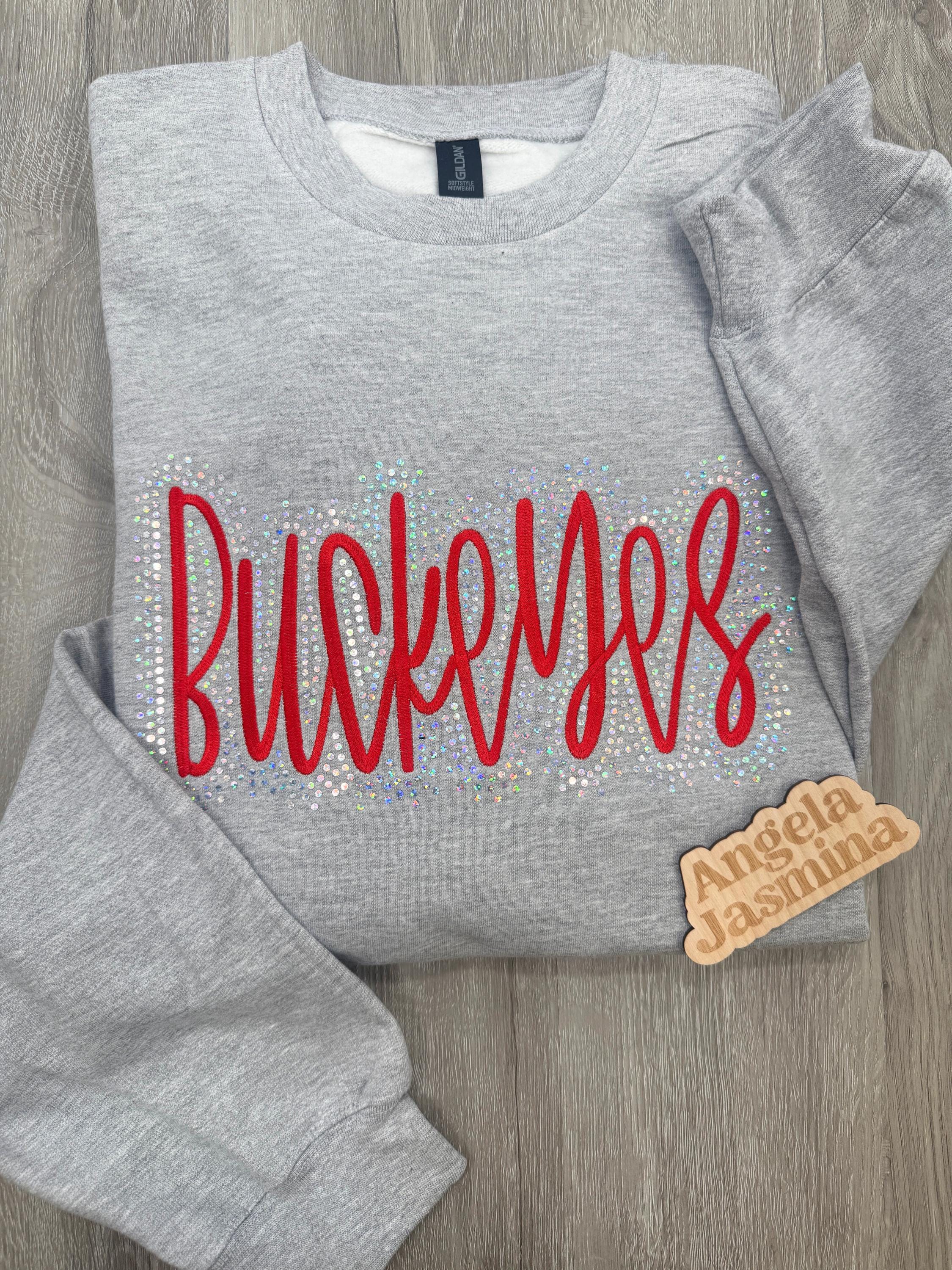 Women Buckeyes Sweatshirt, Embroidered Bling Mascot Crewneck - Etsy