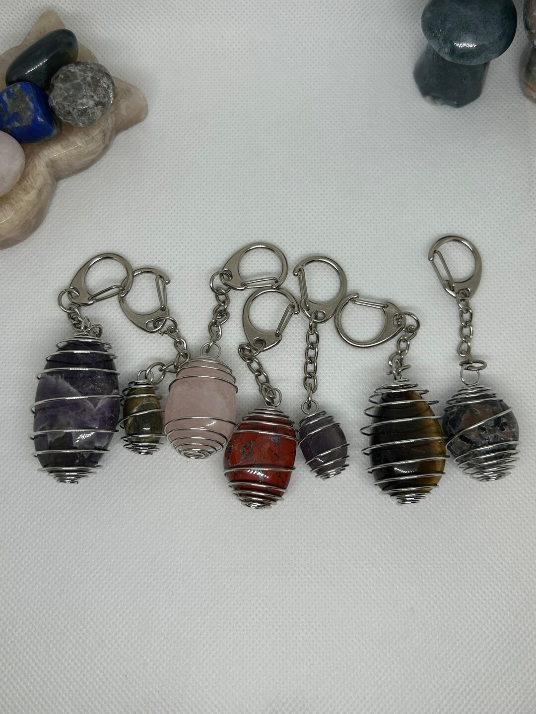 Crystal Gemstone Keychains Cage Pendants - Etsy