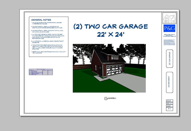 22' X 24' 2-car Garage With Shed Dormer | Full Construction Plan - Etsy