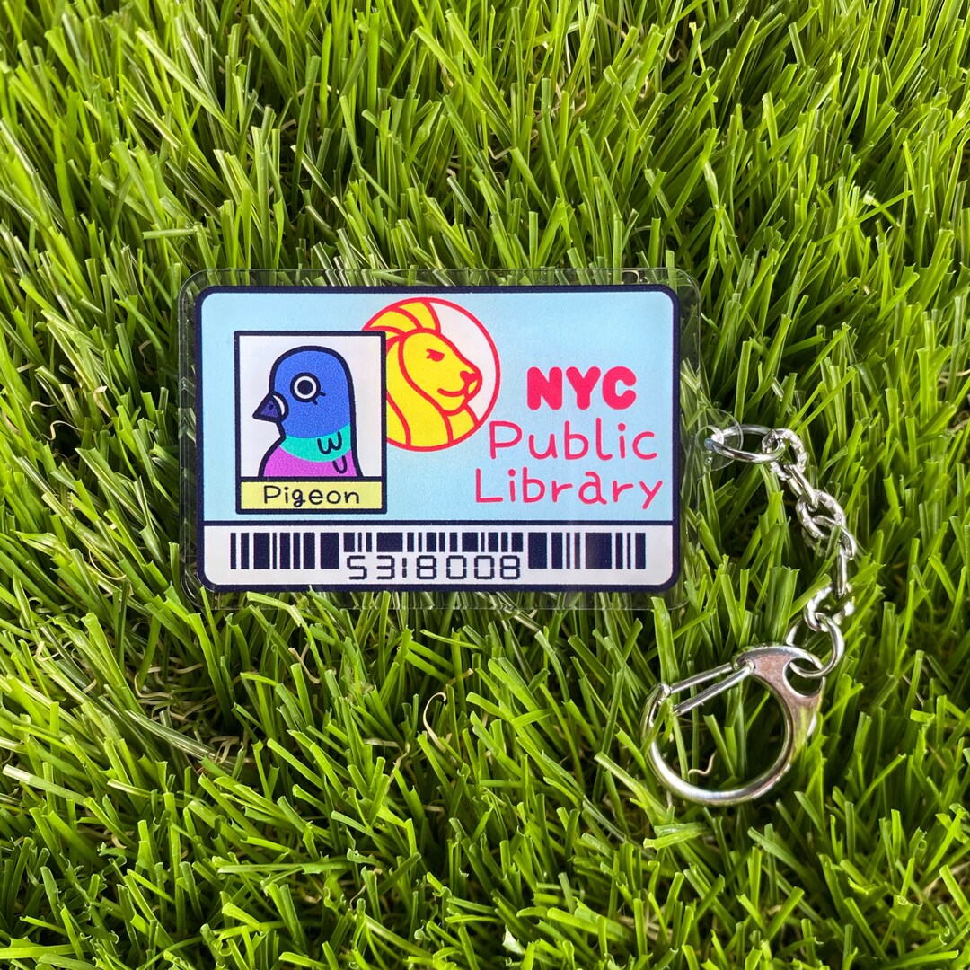 Pigeon NYC Public Library Card Acrylic Key Chain Charm - Etsy