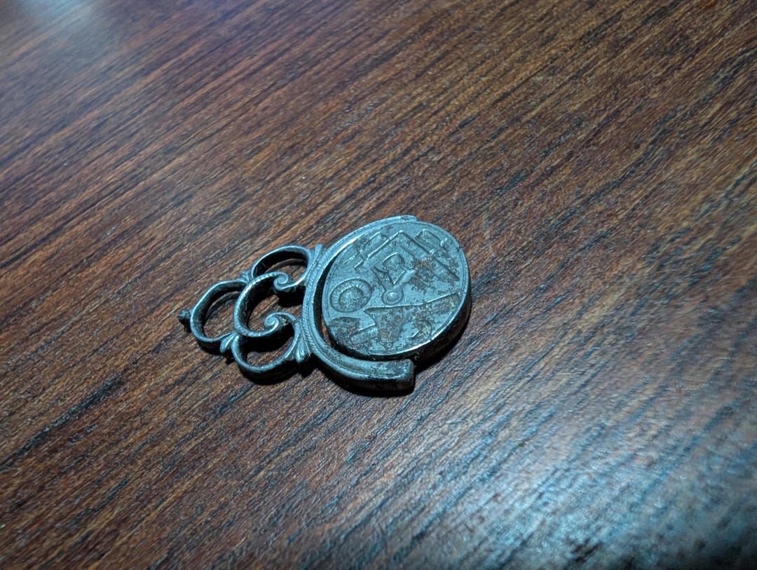 Antique Spinning Masonic Symbols Seal – Double-sided Intaglio Steel Fob ...