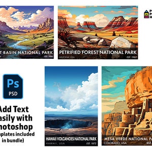 740 US National Park Art Prints Bundle, National Park Poster, Wall Art ...