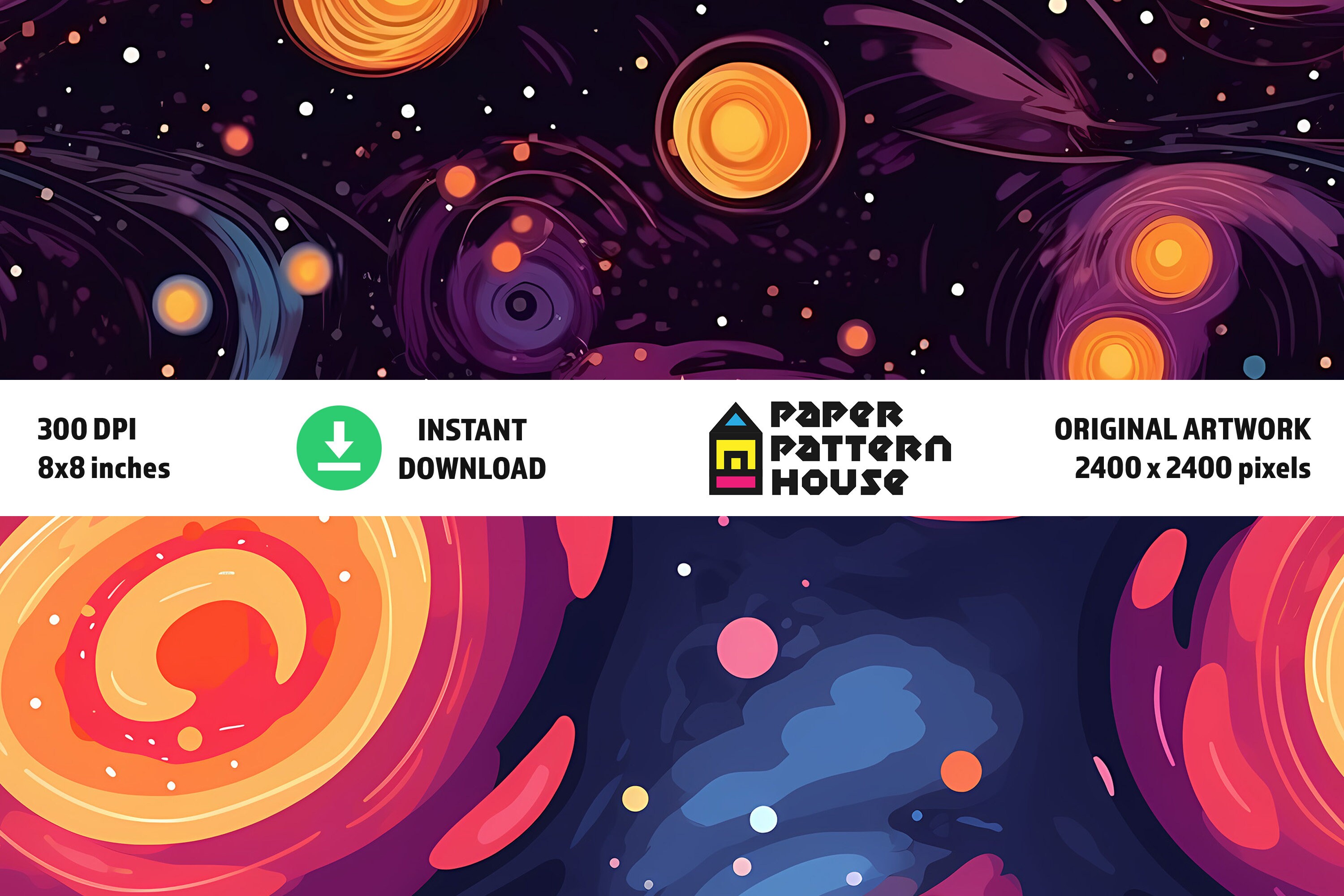 Galaxy Digital Art Paper Set, Seamless Textures, Cosmic Space Patterns ...