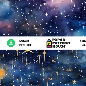 Celestial Stars Digital Paper Set, Seamless Textures, Star Patterns ...