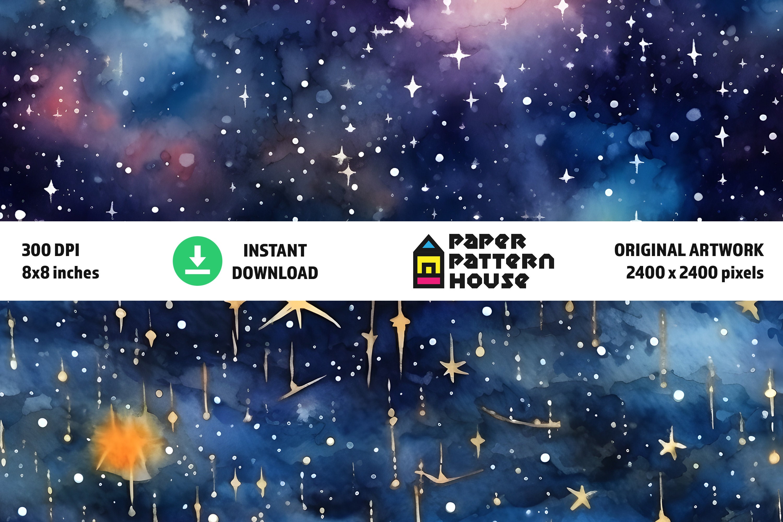 Celestial Stars Digital Paper Set Seamless Textures Star - Etsy