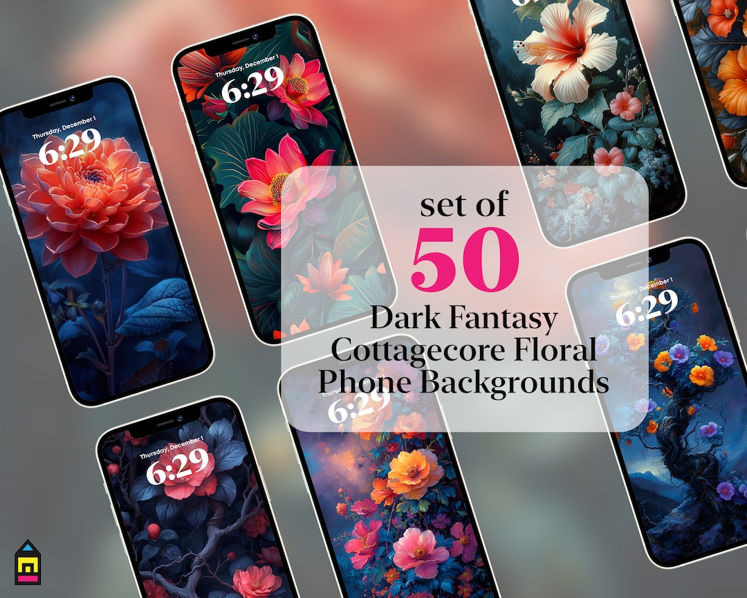 Dark Fantasy Floral iPhone Wallpaper Bundle, Set of 50 Download ...