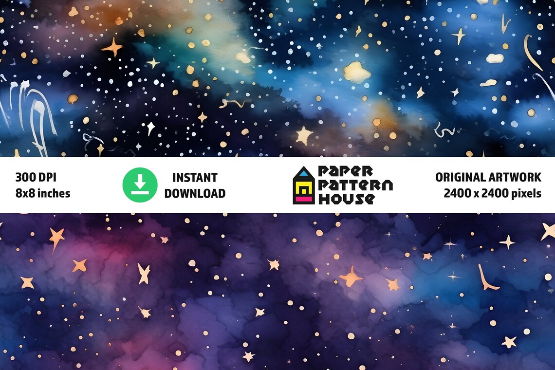 Celestial Stars Digital Paper Set Seamless Textures Star - Etsy