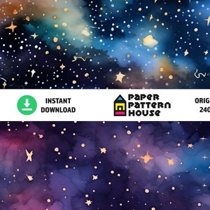 Celestial Stars Digital Paper Set, Seamless Textures, Star Patterns ...