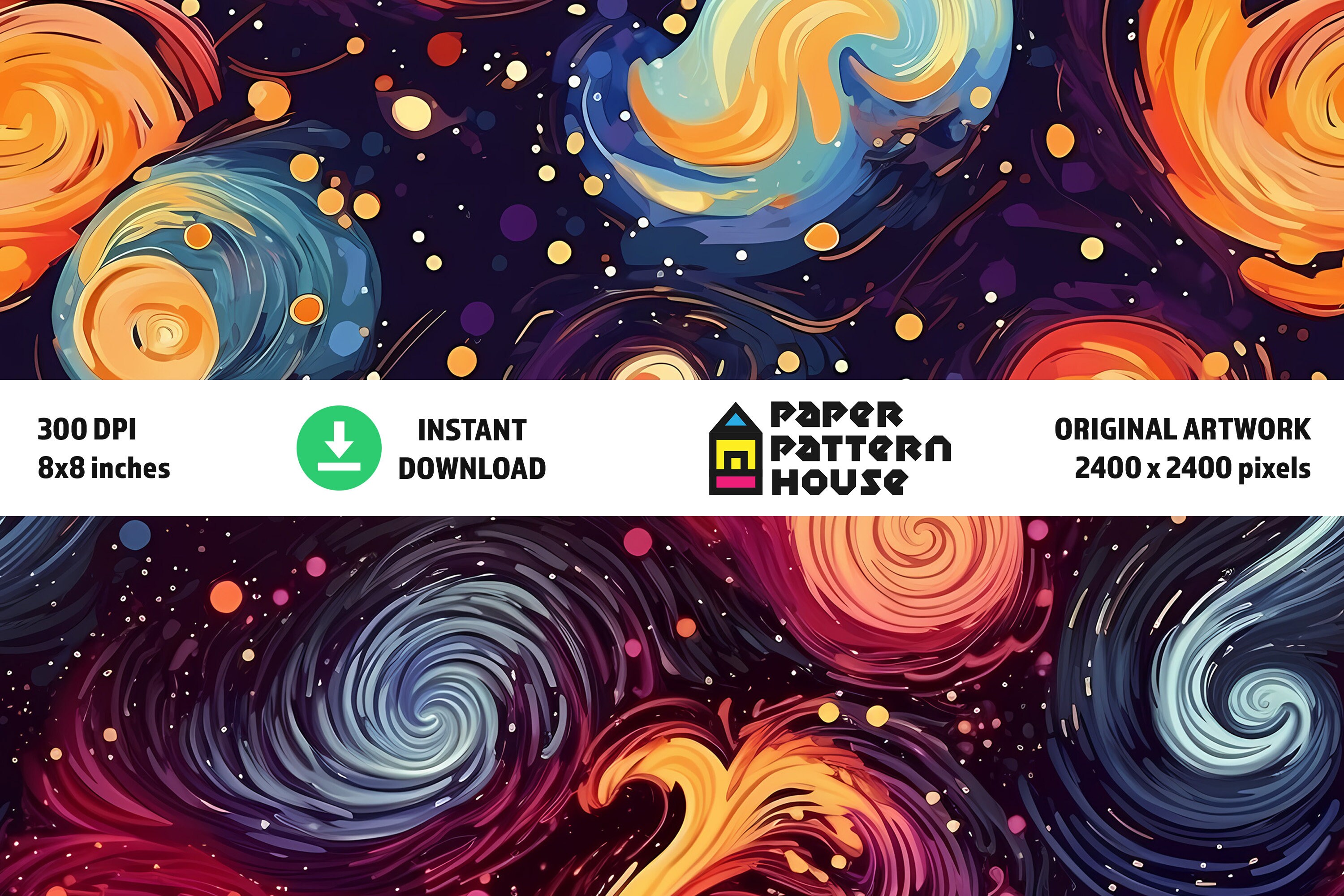 Galaxy Digital Art Paper Set, Seamless Textures, Cosmic Space Patterns ...