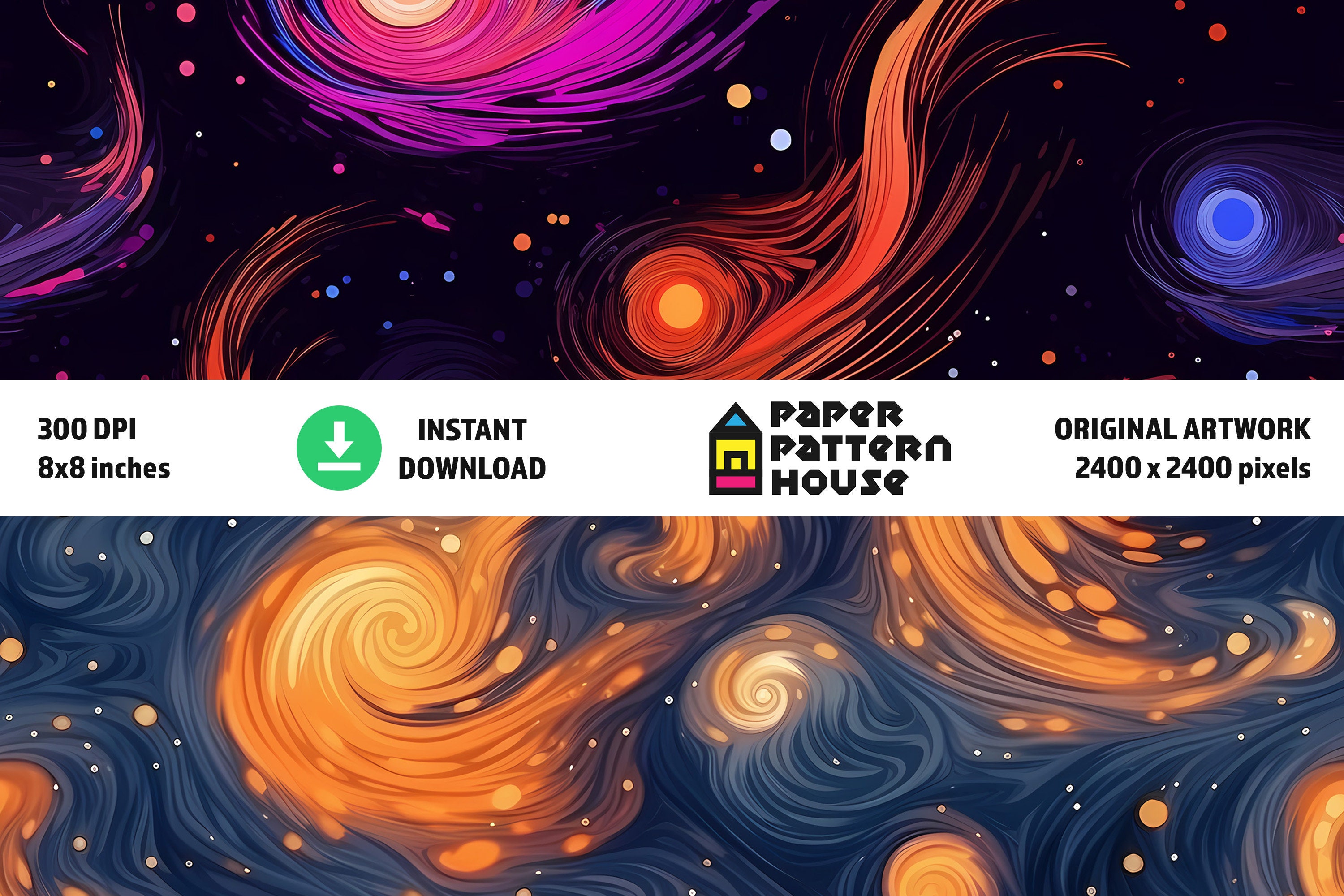 Galaxy Digital Art Paper Set, Seamless Textures, Cosmic Space Patterns ...