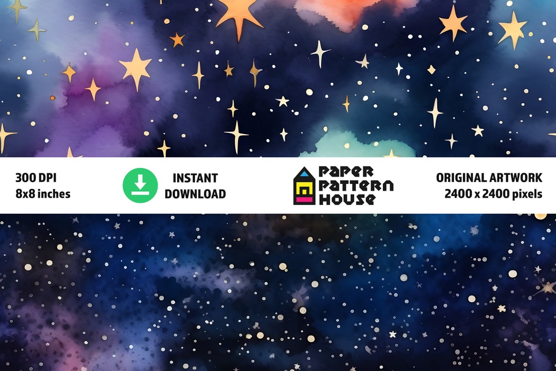 Celestial Stars Digital Paper Set Seamless Textures Star - Etsy