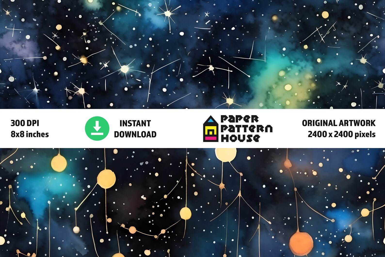 Celestial Stars Digital Paper Set Seamless Textures Star - Etsy