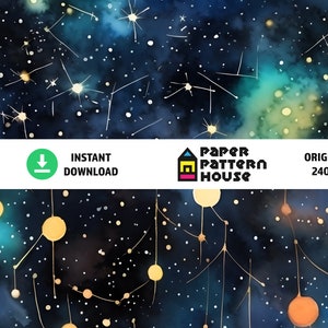 Celestial Stars Digital Paper Set, Seamless Textures, Star Patterns ...