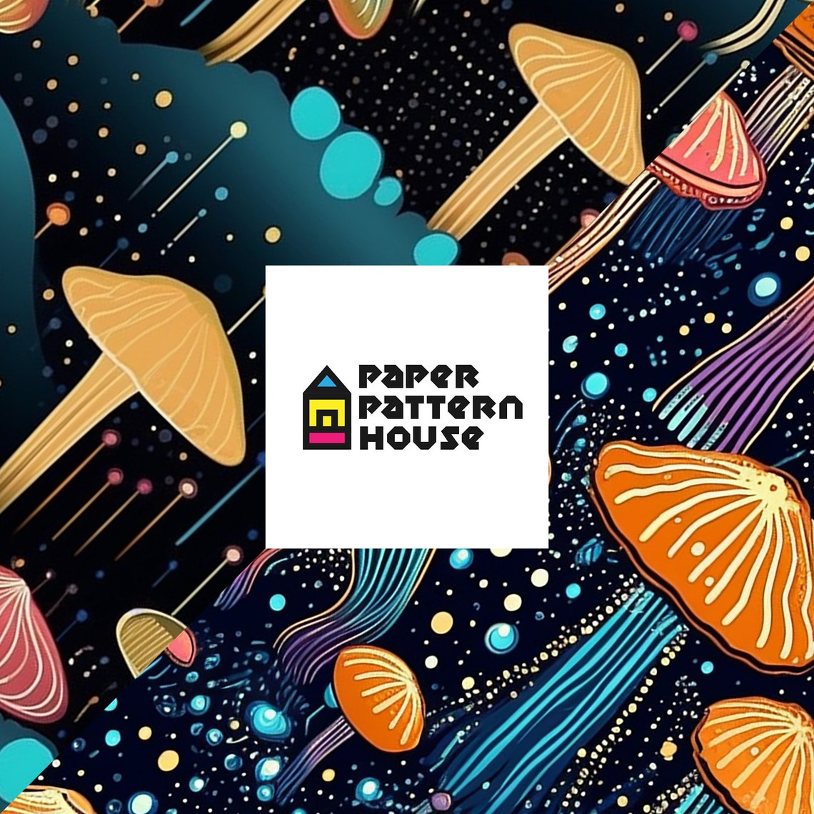 Cosmic Mushroom Digital Paper, Seamless Texture, Artistic Space Shroom ...
