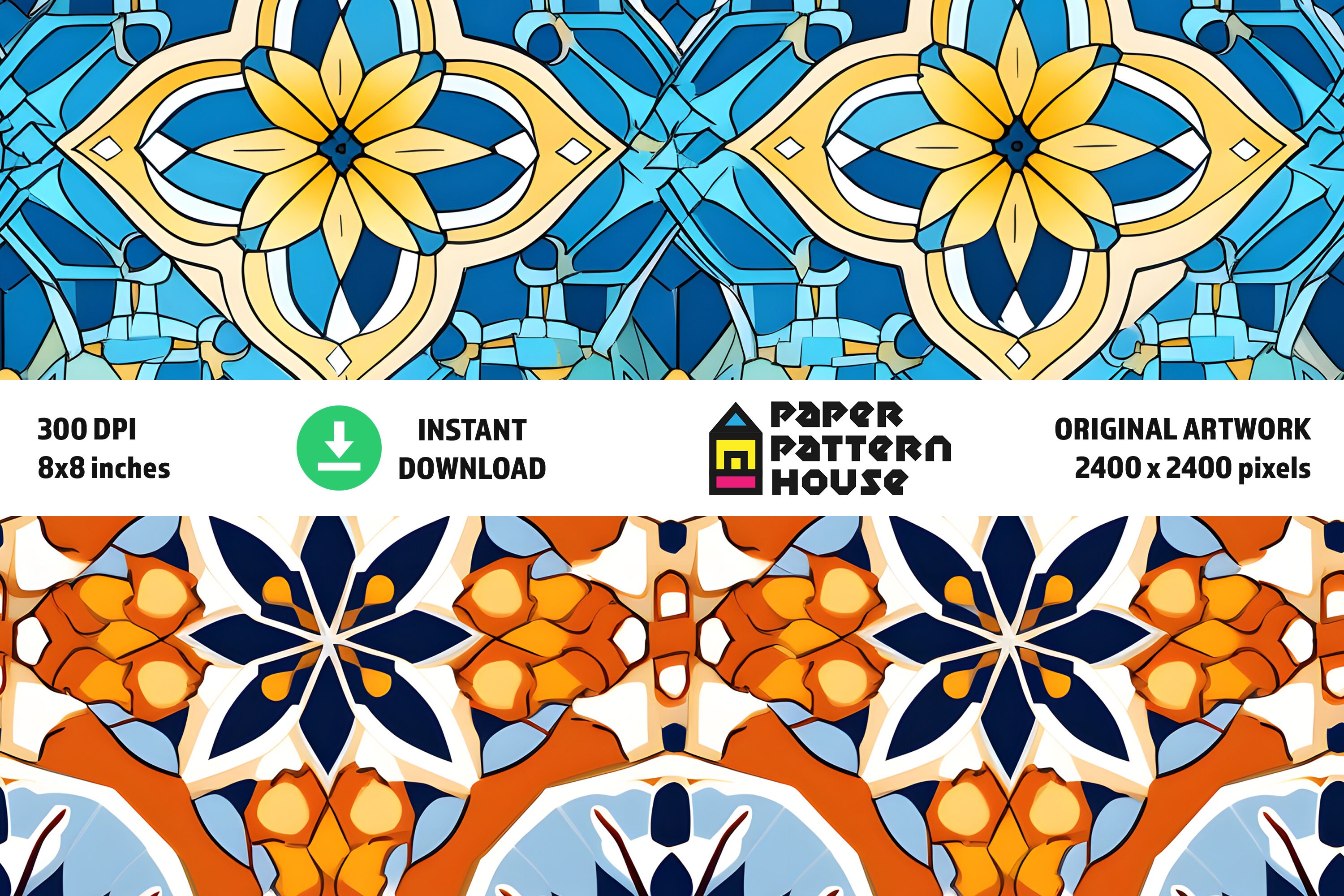 Moroccan Tile Digital Paper Set, Boho Moroccan Decor, Seamless Moroccan ...