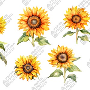 Watercolor Sunflowers Clipart, 30 Fall Sunflower Floral Bouquets ...