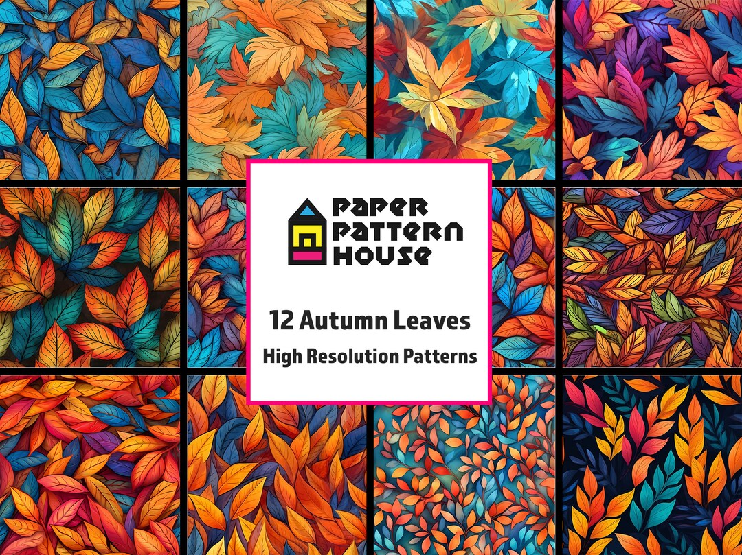 Autumn Leaves Digital Paper Set, Fall Wallpaper, Seamless Leaves ...