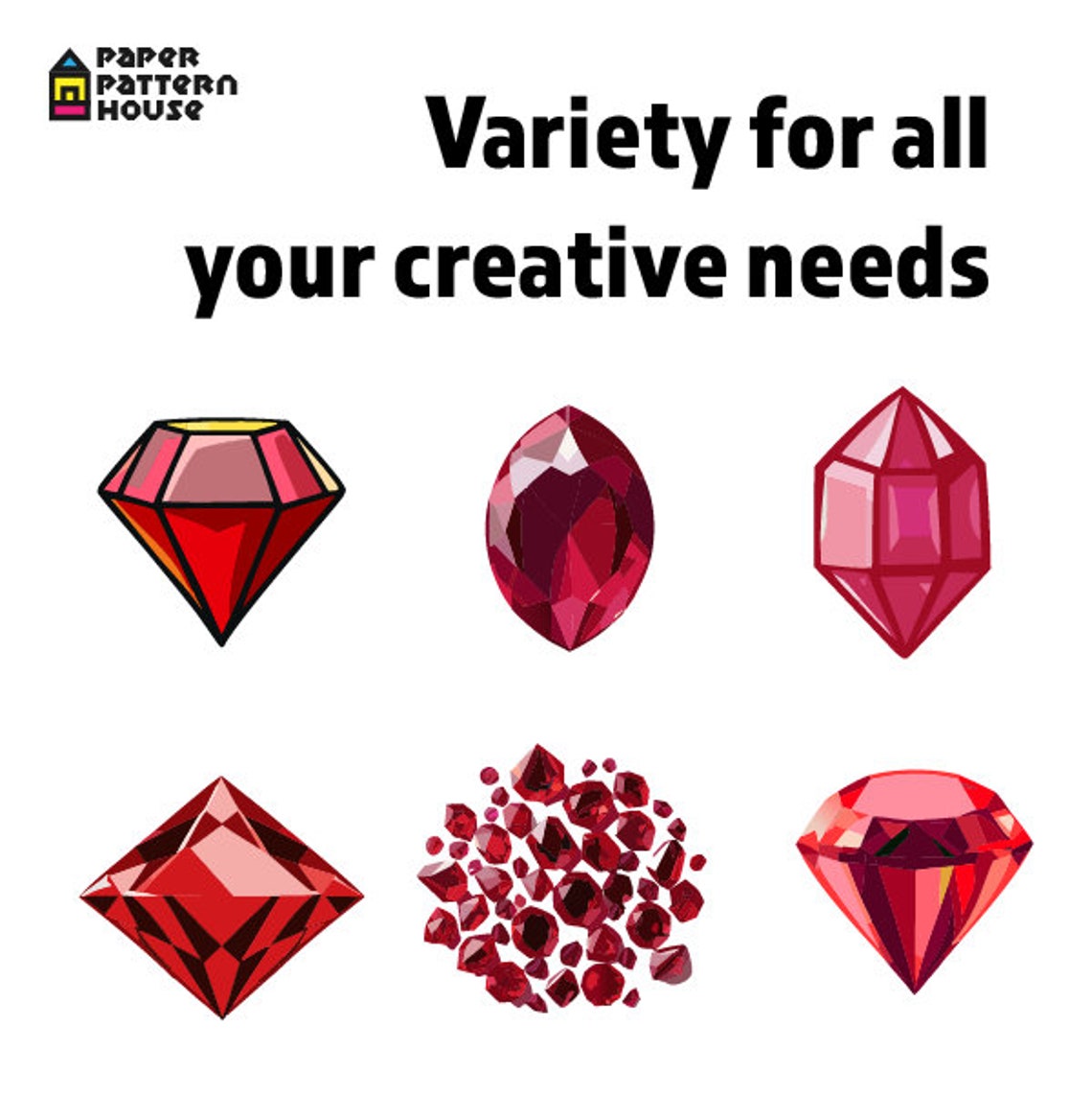 30 Ruby Gem Clipart Bundle 1, SVG Clipart, Ruby Vector Art, Commercial ...