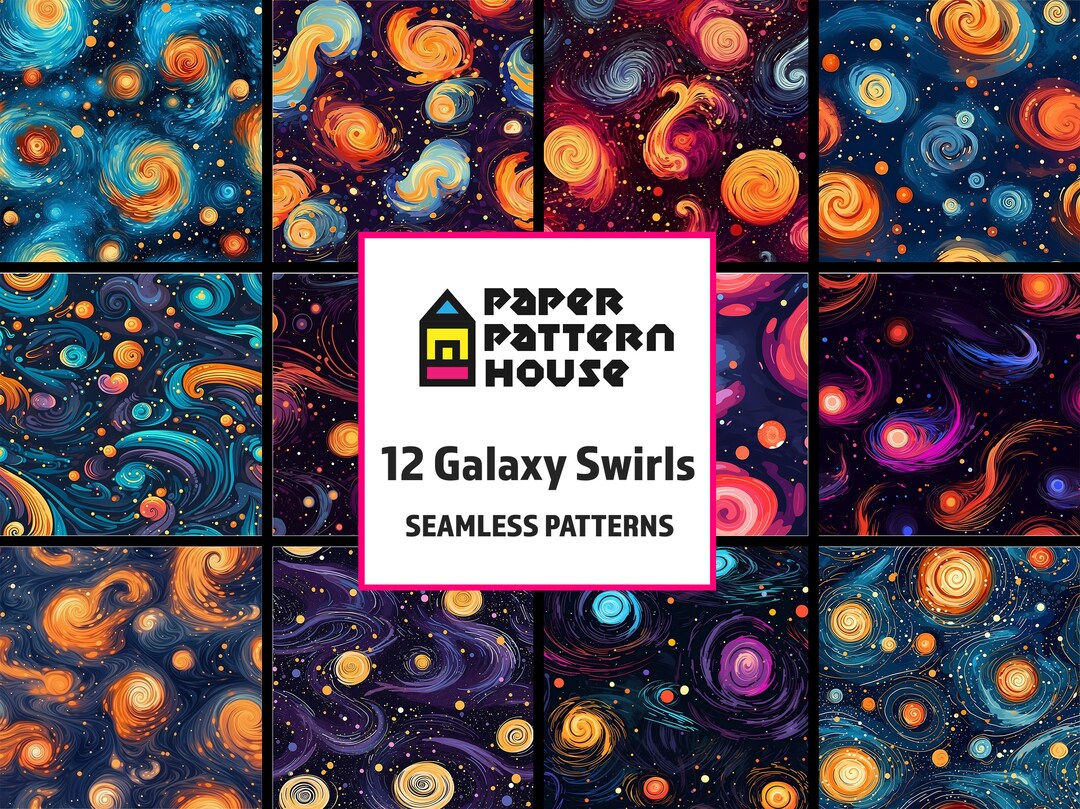 Galaxy Digital Art Paper Set, Seamless Textures, Cosmic Space Patterns ...