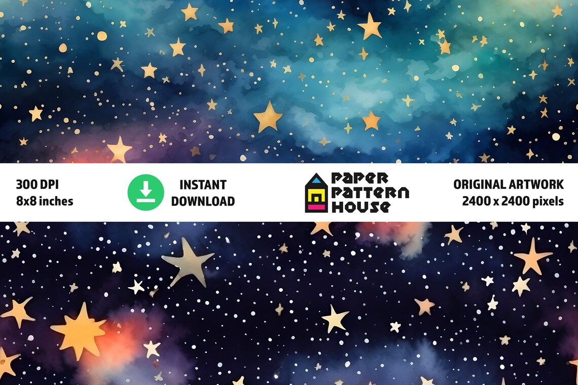 Celestial Stars Digital Paper Set Seamless Textures Star - Etsy