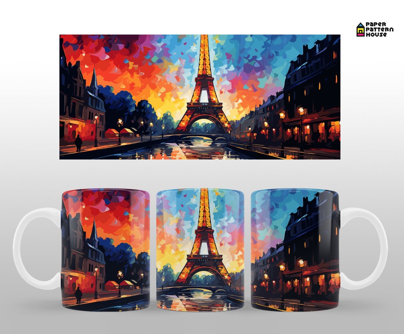 Paris Eiffel Tower Mug Designs, Mug Wraps 11-15oz Mugs Sublimation ...