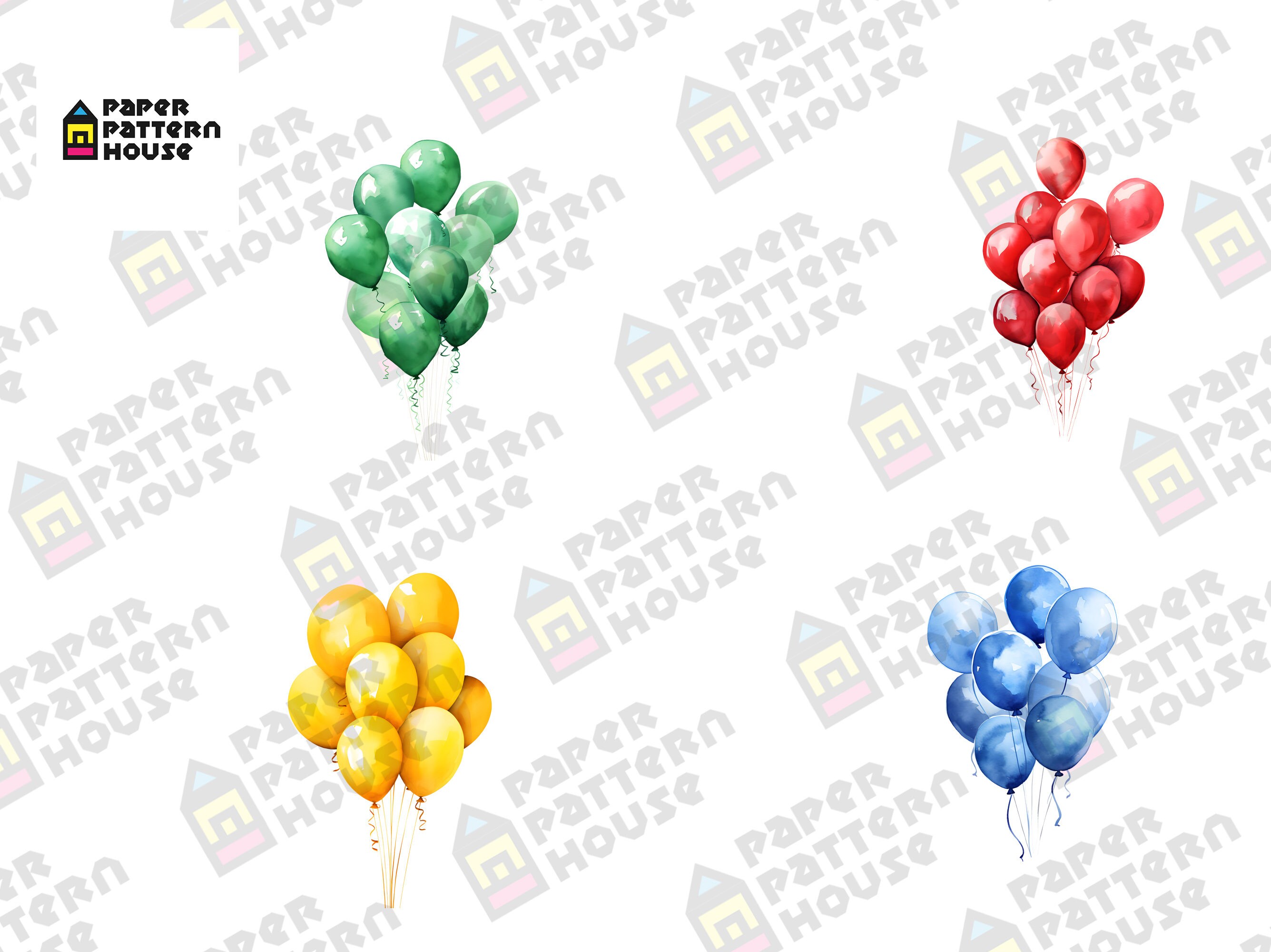 Birthday Clipart Bundle 2, Watercolor Party Clipart, Digital Balloons ...