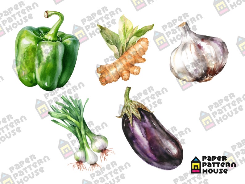 Watercolor Vegetables Clipart Bundle, Boho Watercolor Clipart, Digital ...