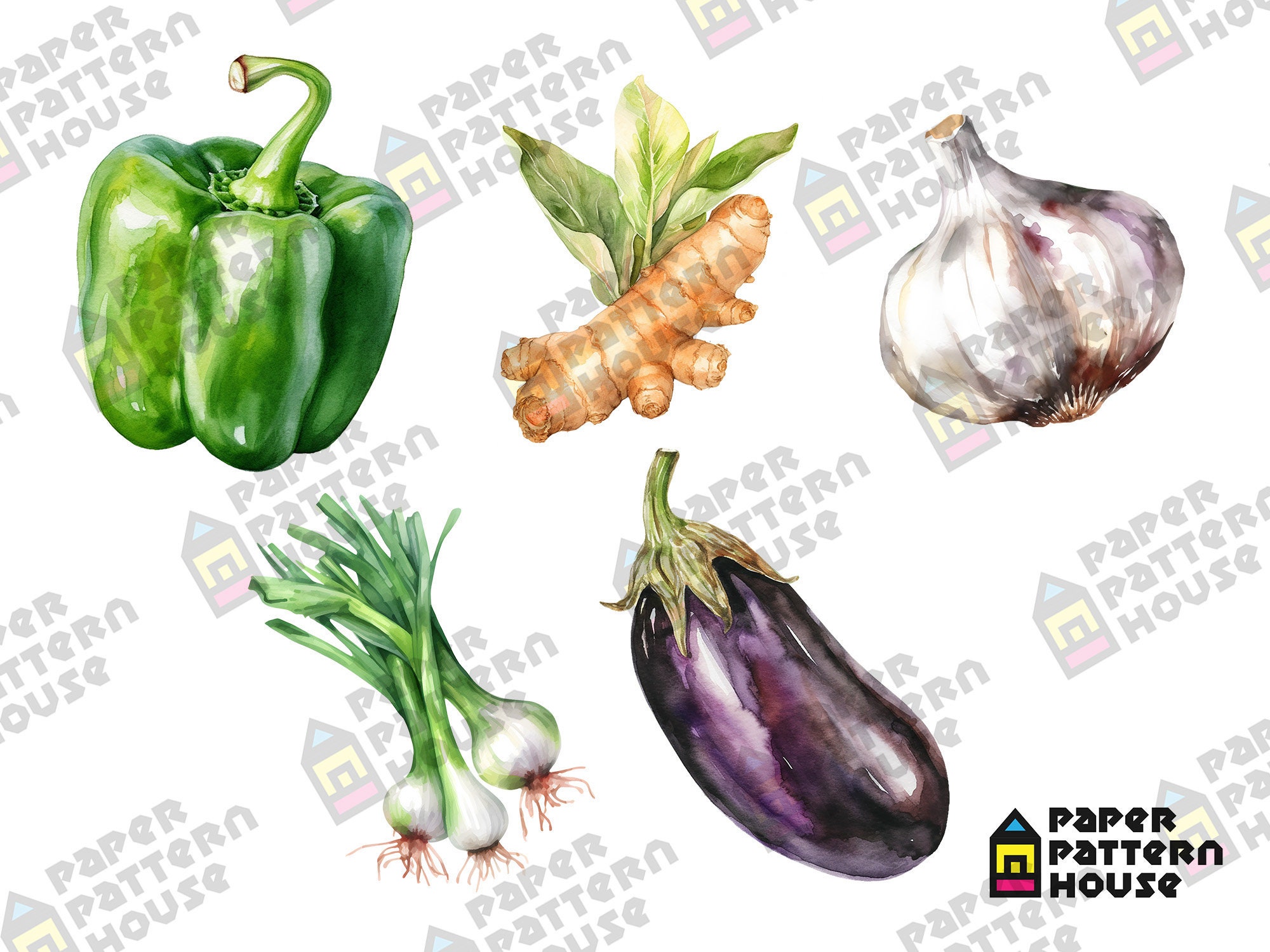 Watercolor Vegetables Clipart Bundle, Rustic Boho Design (digital ...