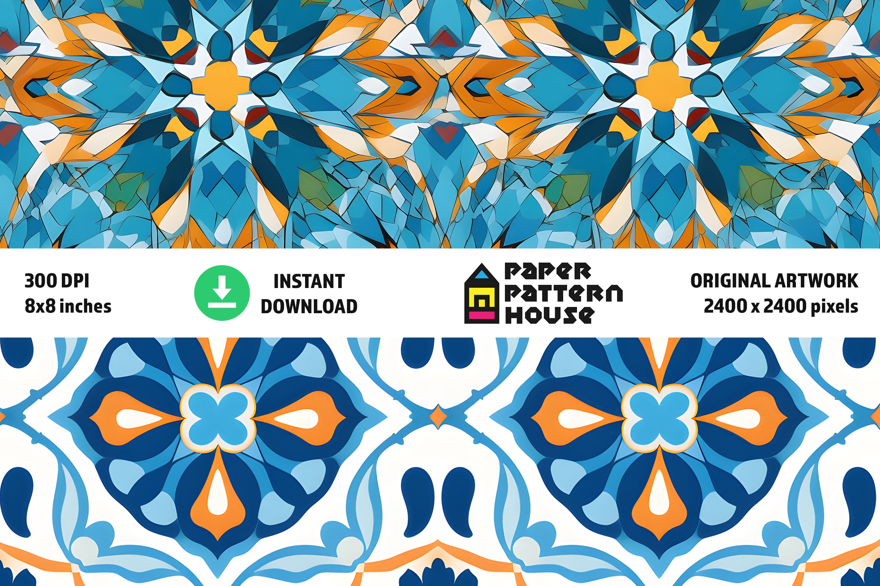 Moroccan Tile Digital Paper Set 3, Boho Moroccan Decor, Seamless ...