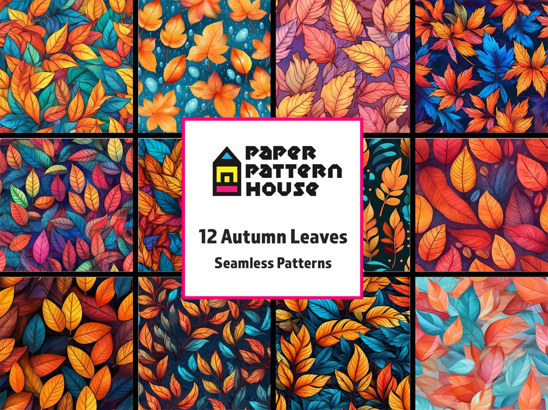 Autumn Leaves Digital Paper Set, Fall Wallpaper, Seamless Leaves ...