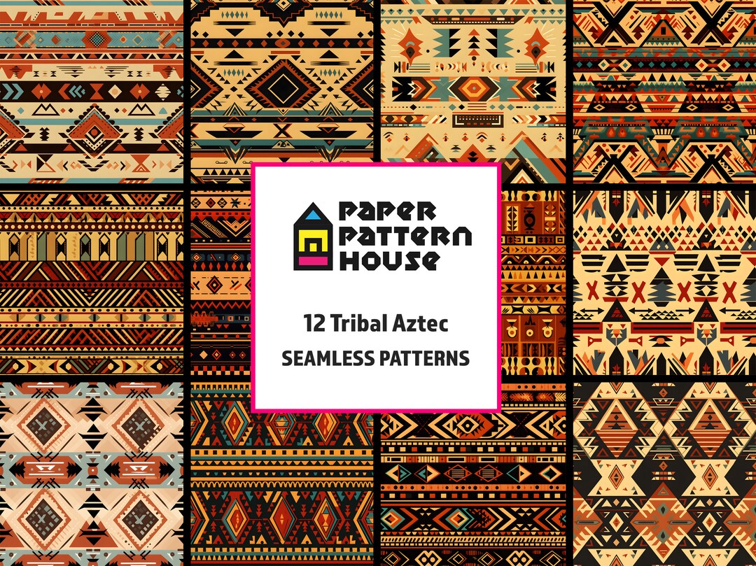 Aztec Pattern Digital Paper Set, Tribal Aztec Textures, Seamless Tribal ...