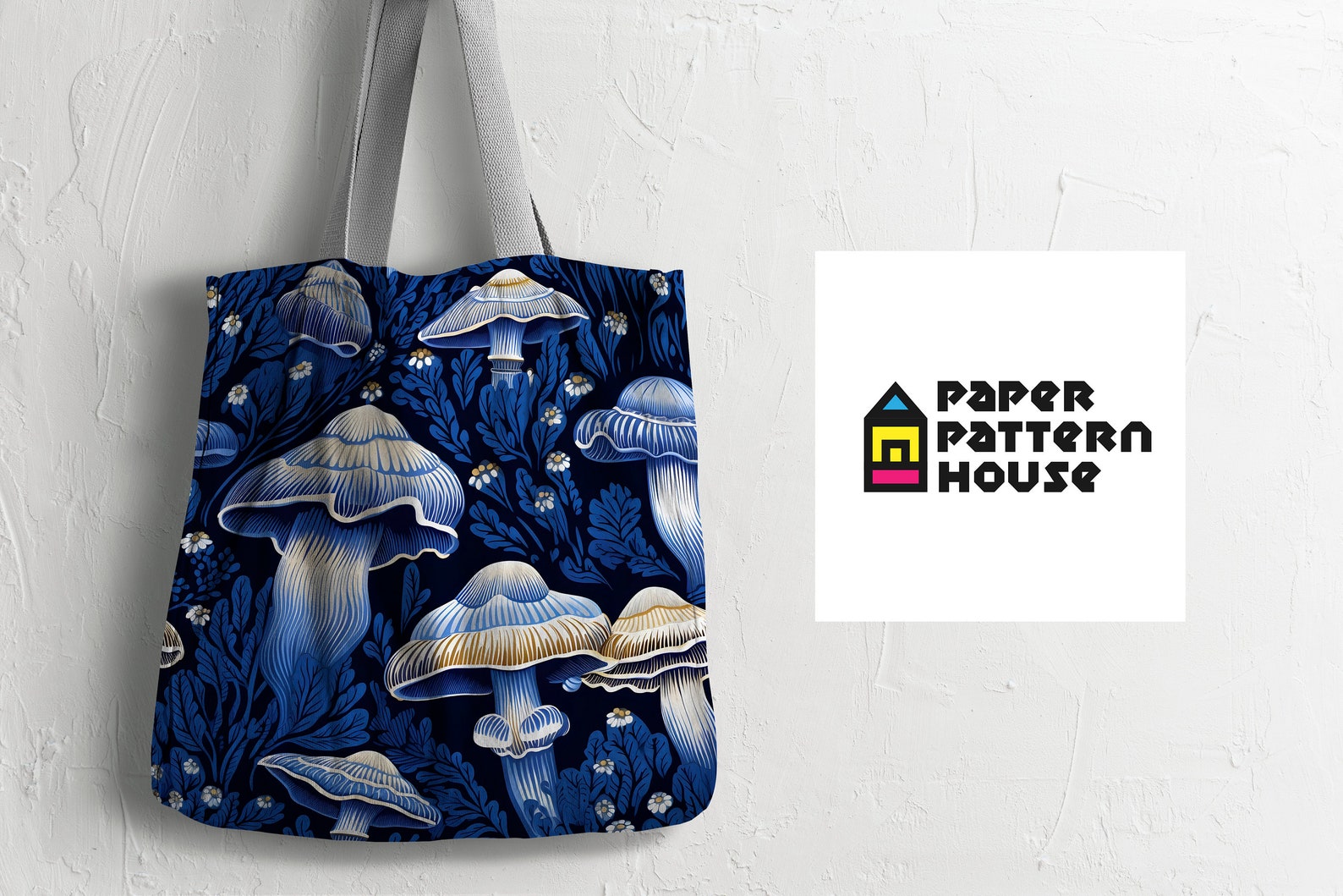 Blue Psychedelic Mushrooms Digital Paper Set, Seamless Texture ...