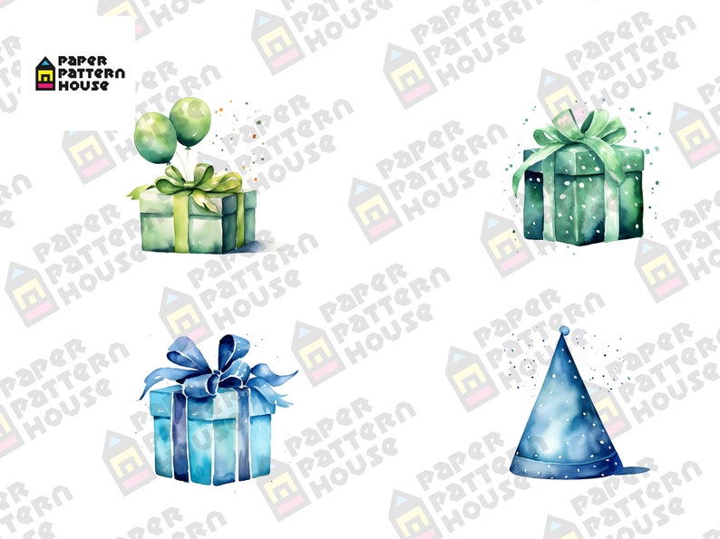 Birthday Party Clipart Bundle, Watercolor Clipart, Digital Balloons ...