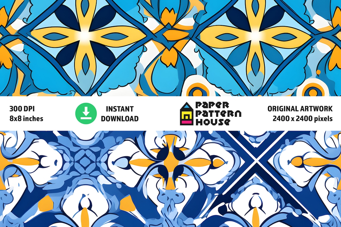 Moroccan Tile Digital Paper Set, Boho Moroccan Decor, Seamless Moroccan ...