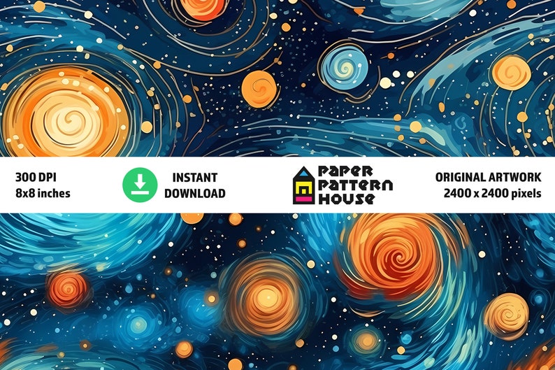 Galaxy Digital Art Paper Set, Seamless Textures, Cosmic Space Patterns ...