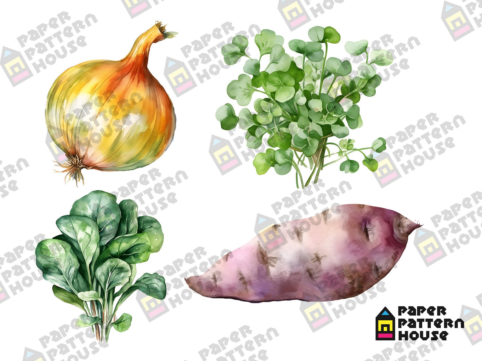 Watercolor Vegetables Clipart Bundle, Boho Watercolor Clipart, Digital ...