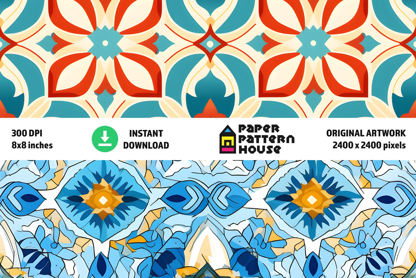Moroccan Tile Digital Paper Set, Boho Moroccan Decor, Seamless Moroccan ...