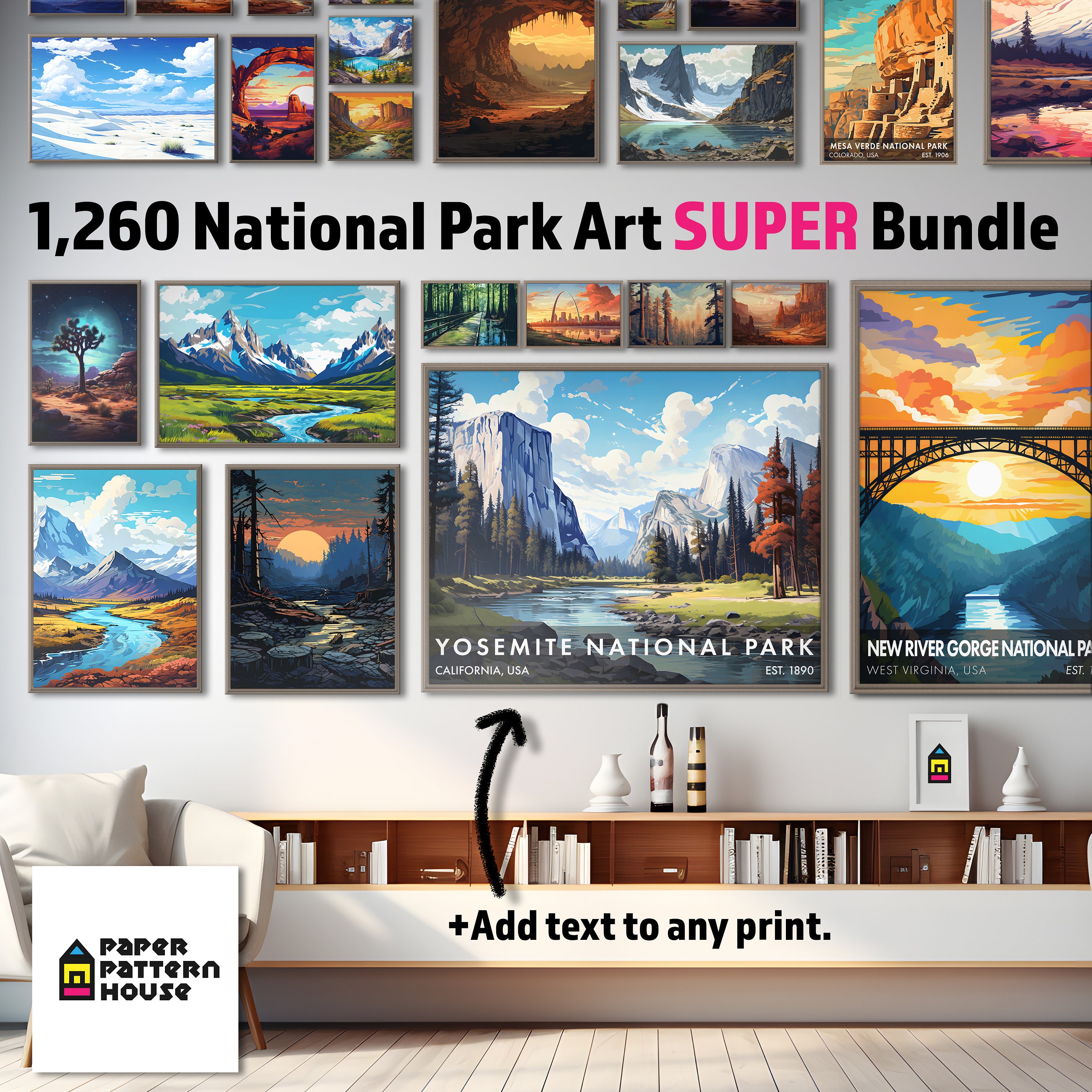 All US National Parks Art SUPER Bundle, Set of 1,260 National Park ...