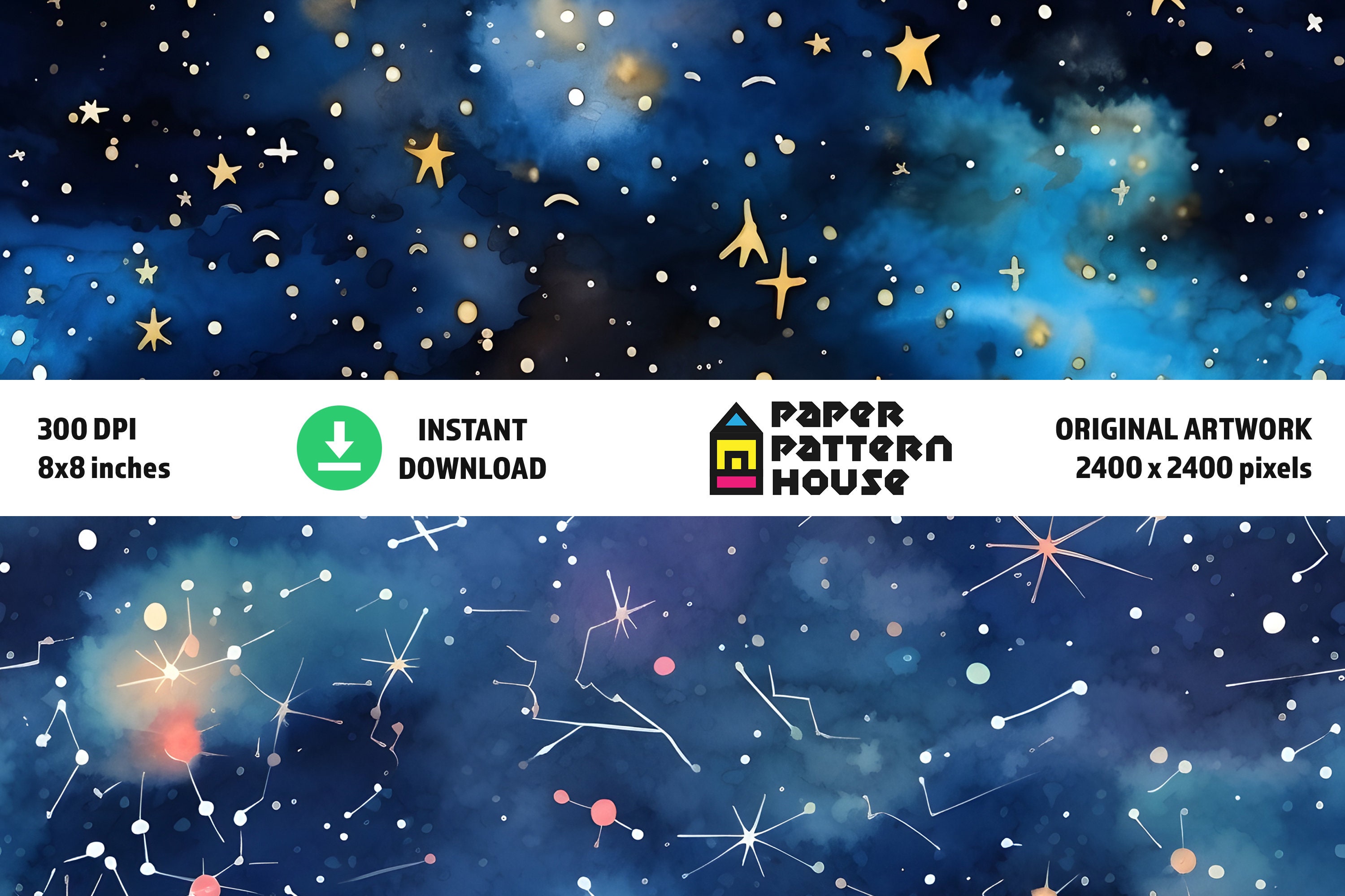 Celestial Stars Digital Paper Set Seamless Textures Star - Etsy