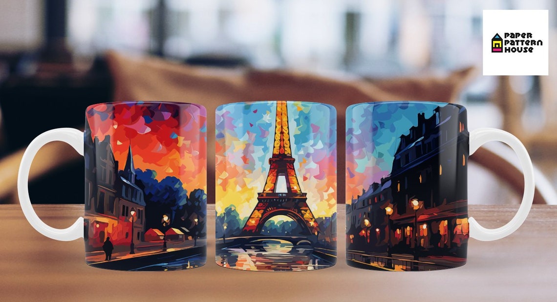 Paris Eiffel Tower Mug Designs, Mug Wraps 11-15oz Mugs Sublimation ...