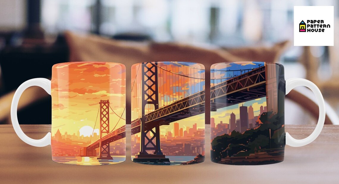 Golden Gate Bridge San Francisco Mug Designs Mug Wraps 11-15oz Mugs ...