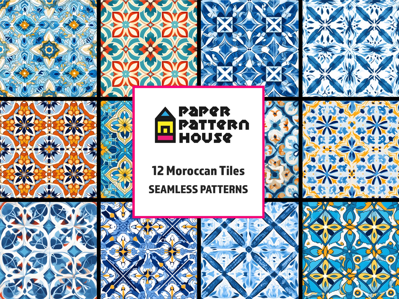 Moroccan Tile Digital Paper Set, Boho Moroccan Decor, Seamless Moroccan ...