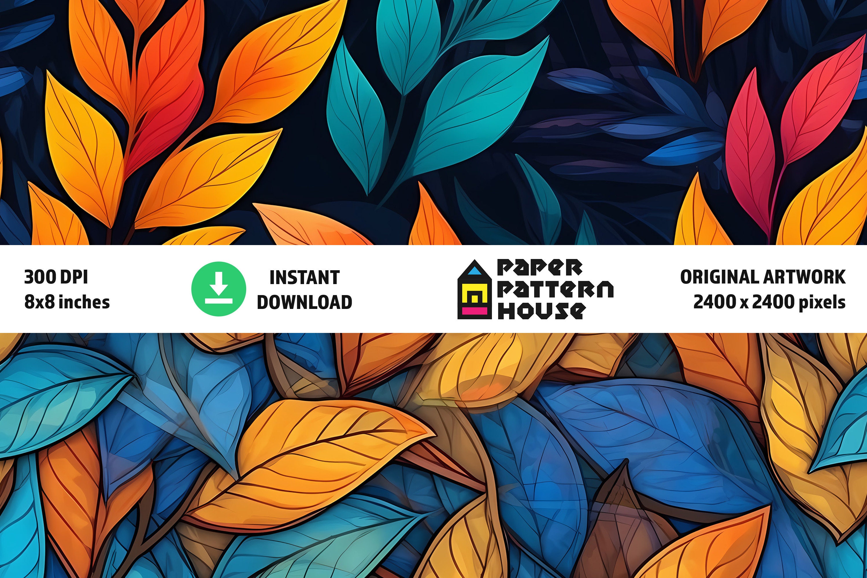 Autumn Leaves Digital Paper Set, Fall Wallpaper, Seamless Leaves ...