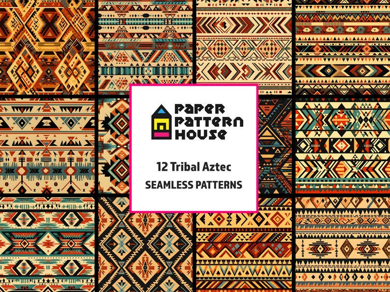 Aztec Pattern Digital Paper Set Tribal Aztec Textures - Etsy