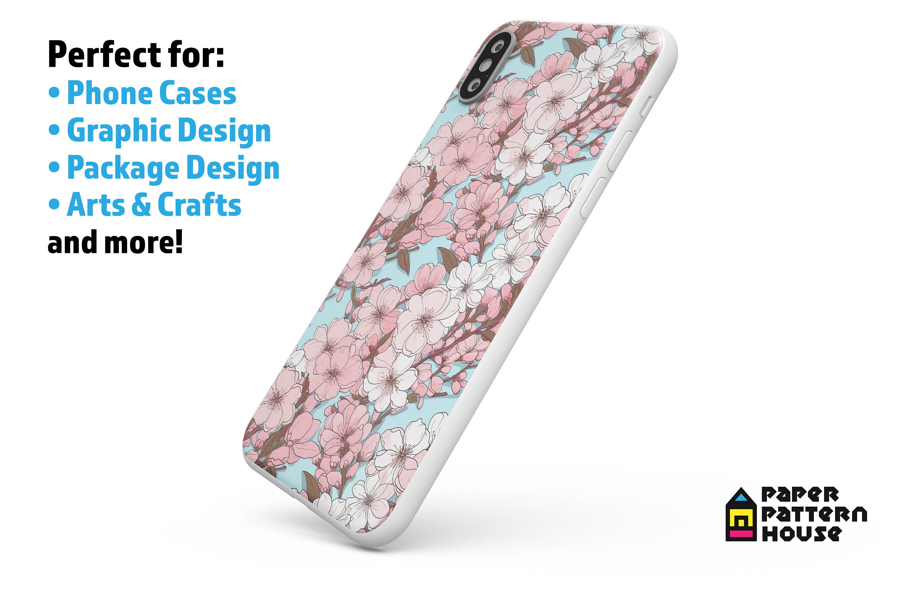 Cherry Blossom Digital Paper Set, Floral Wallpaper, Seamless Floral ...